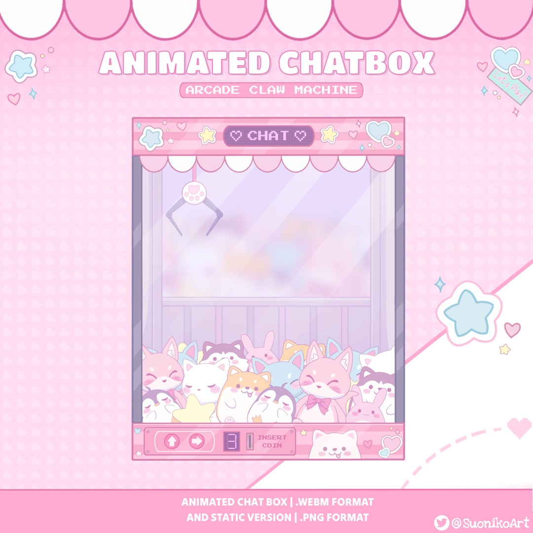 Animated Chatbox - Cute Arcade Claw Machine | Stream Overlay | Stream ...