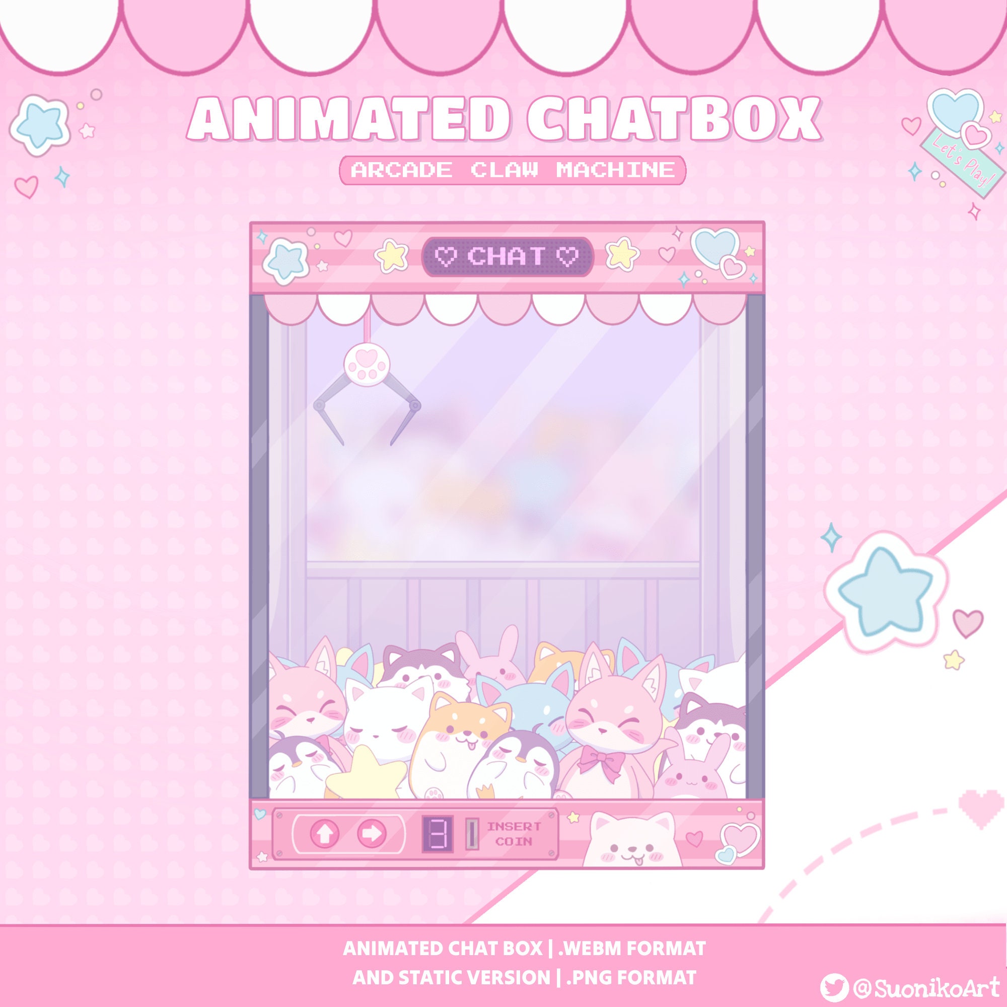 Animated Chatbox - Cute Arcade Claw Machine | Stream Overlay | Stream ...