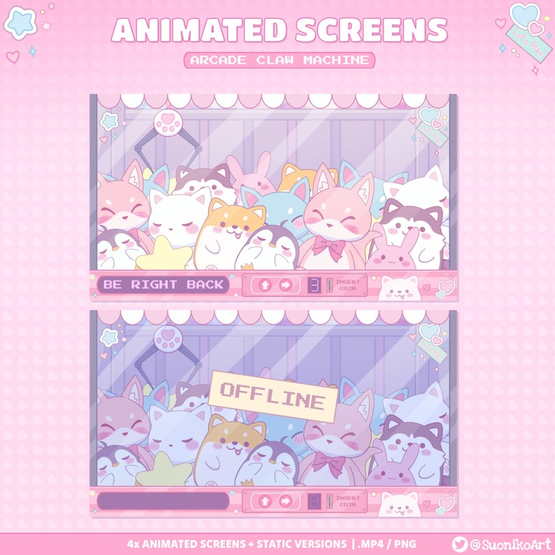 Animated Stream Package Cute Arcade Claw Machine Package for Twitch, Youtube Twitch Cute Twitch ...
