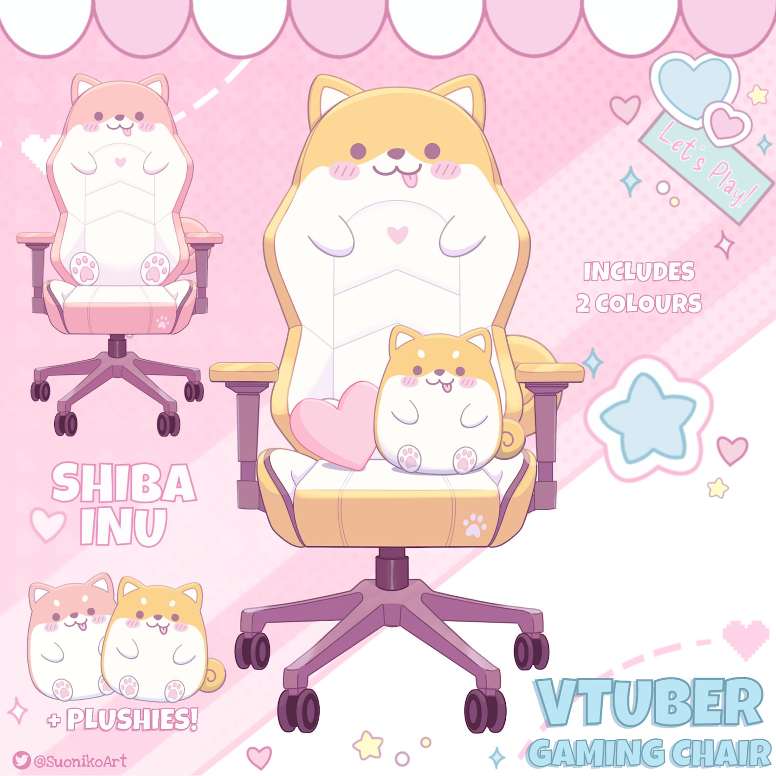 Cute Shiba Inu Vtuber Gaming Chairs | Vtuber Assets | Dog | Twitch ...