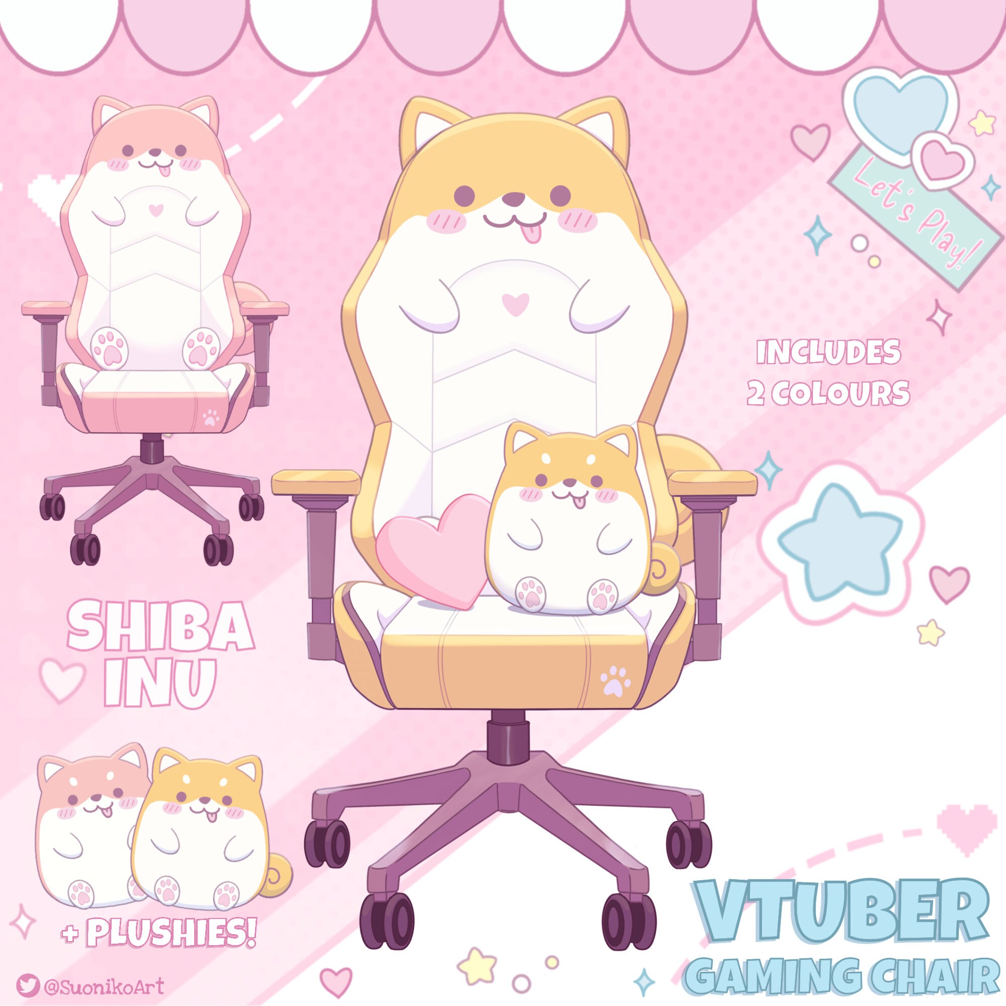Cute Shiba Inu Vtuber Gaming Chairs | Vtuber Assets | Dog | Twitch ...