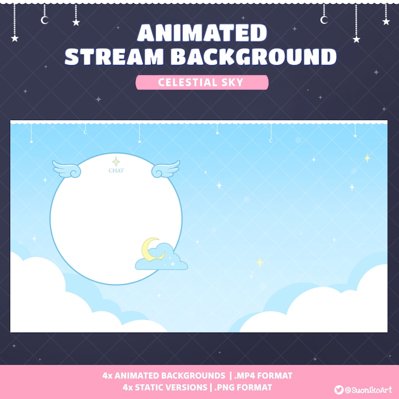 Animated Stream Backgrounds Celestial Sky Chat Boxes Twitch Youtube OBS ...