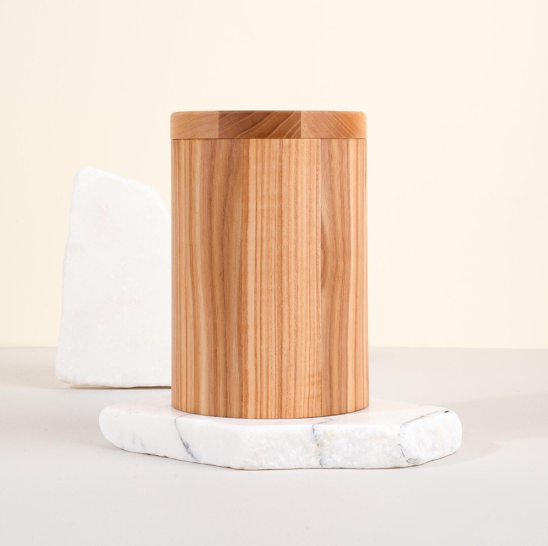Handcrafted Solid Wood Storage Jar With Lid Tea and Coffee Container ...