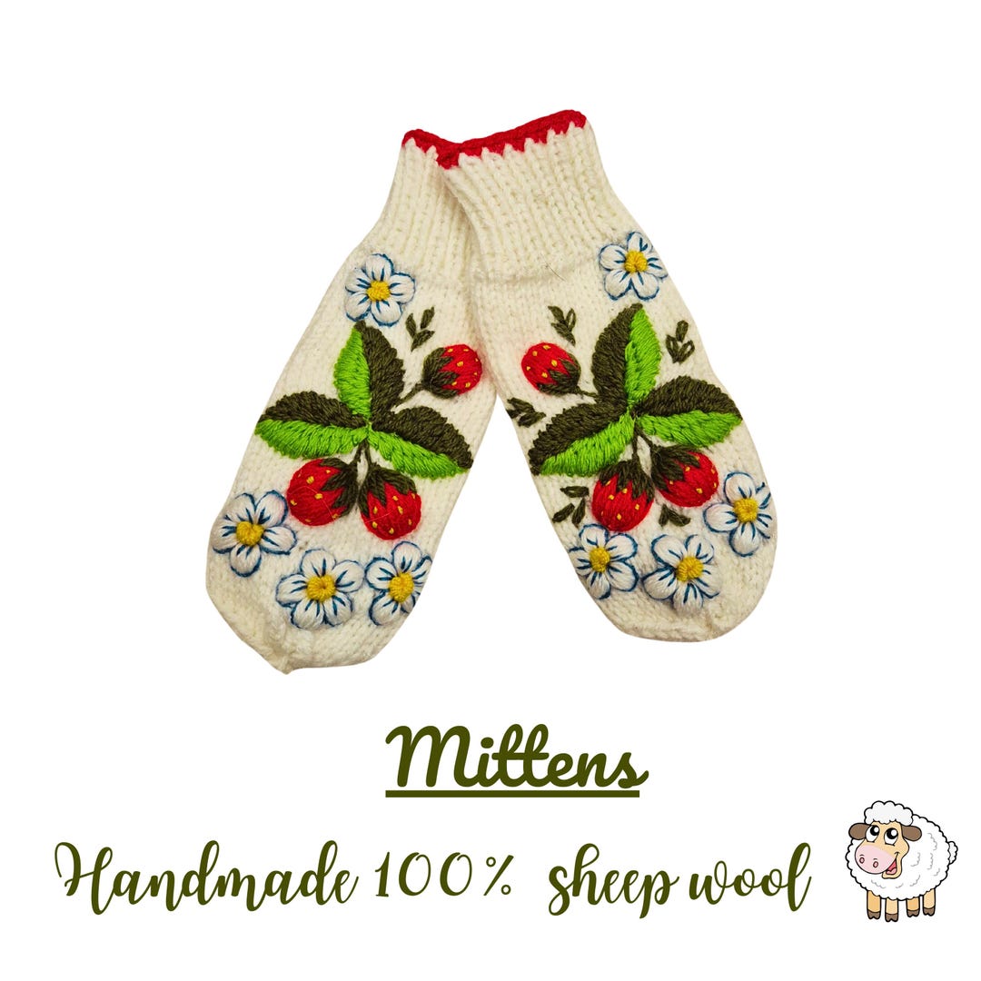 Luxury Sheep Wool Mittens With 3dembroidery for Harsh Winters ...