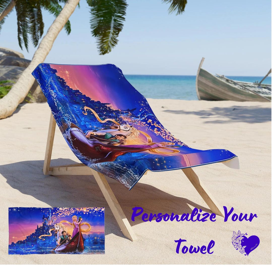 Rapunzel Beach Towel Adventures on the High Seas Rapunzel and Flynn ...