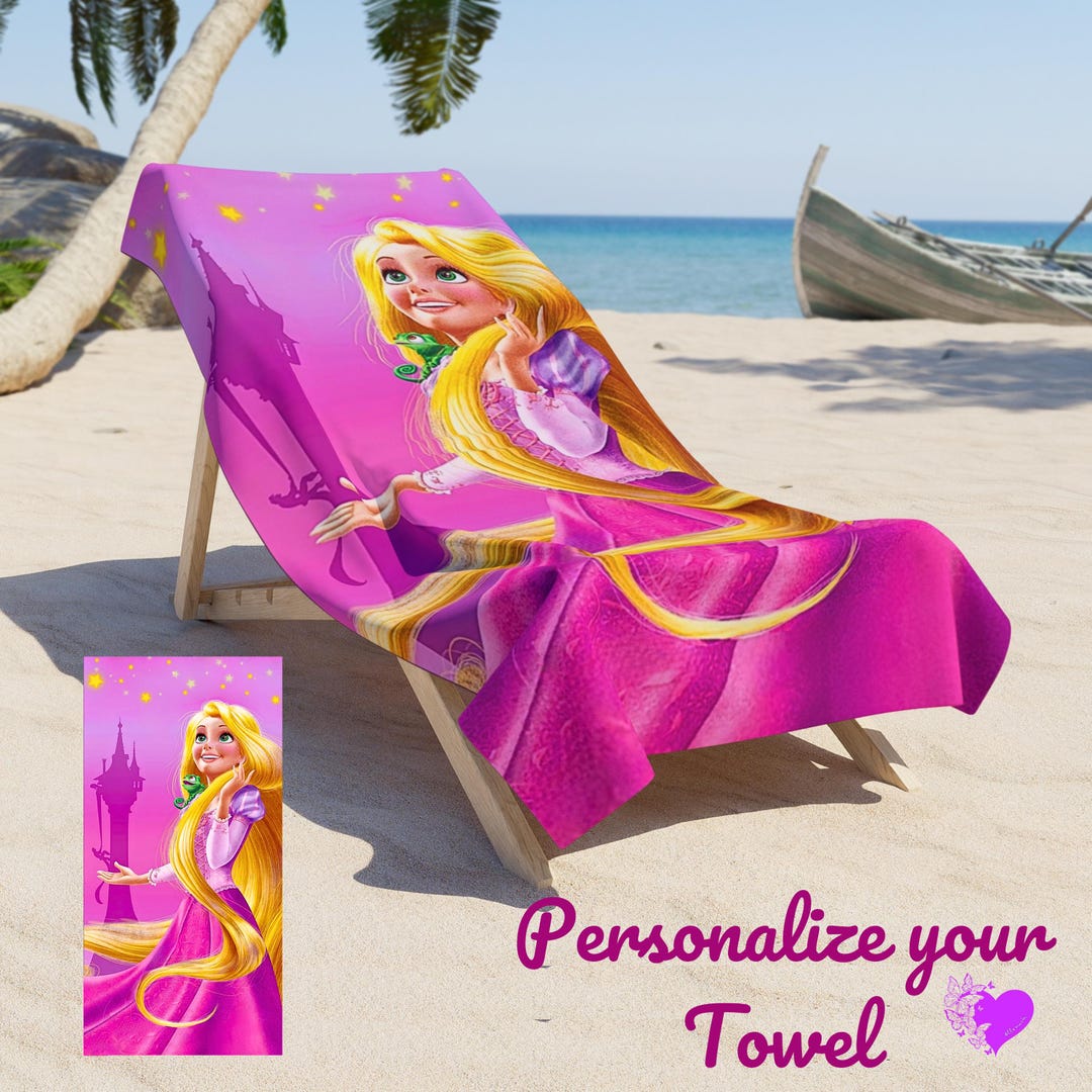 Rapunzel Beach Towel Gift for Kids for Girls Disney Towel Princess ...