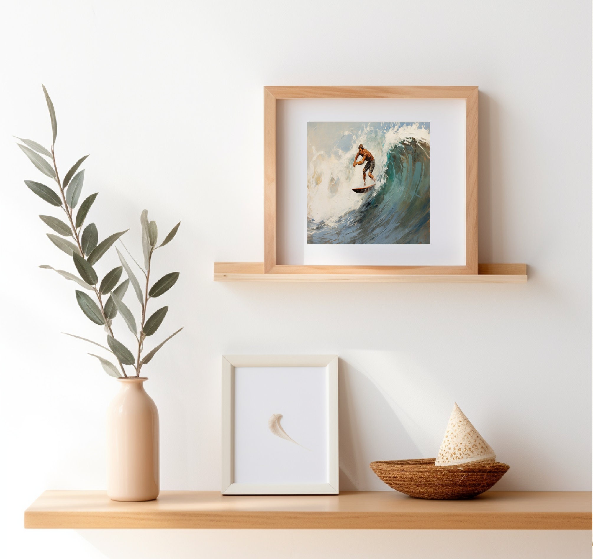 Wave Rider | Printable Surfing Oil Painting | Vintage Art Print ...