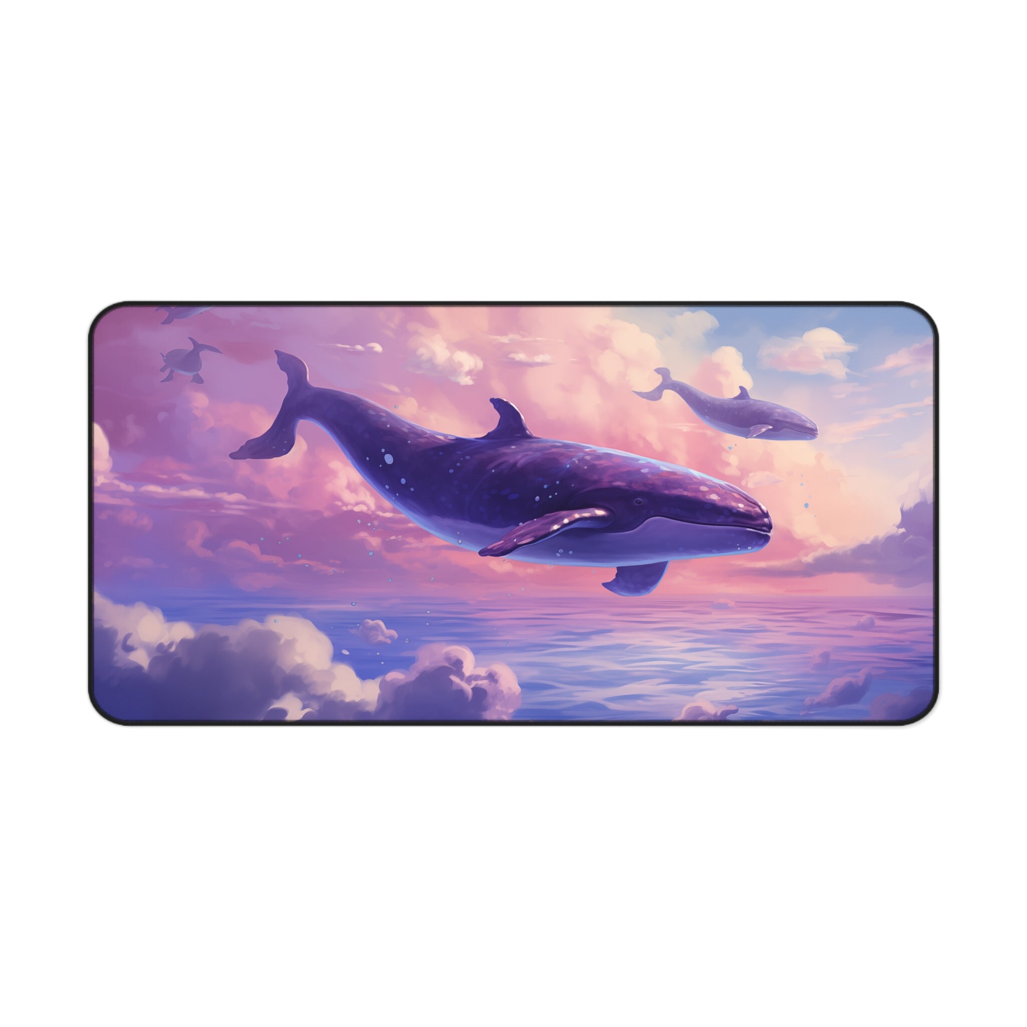 Whimsical Purple Whale Flying in the Clouds Design Gamer Pad - Unique ...