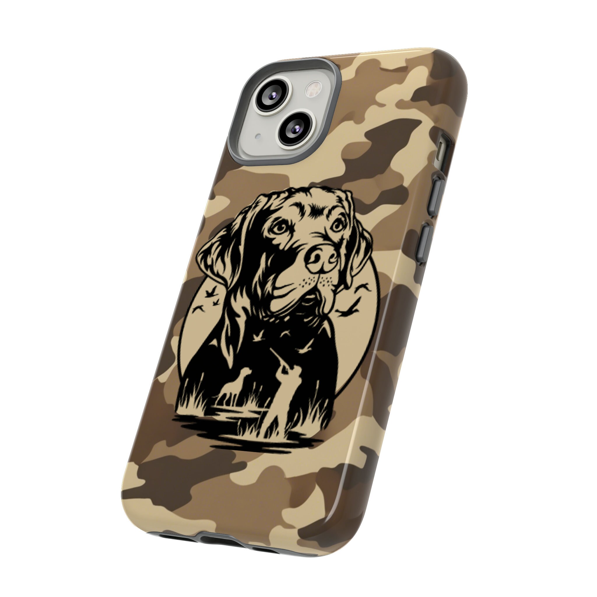 Camo Phone Case, Duck Camo, Hunting Dog, Tough Case, iPhone 15 14 13 ...