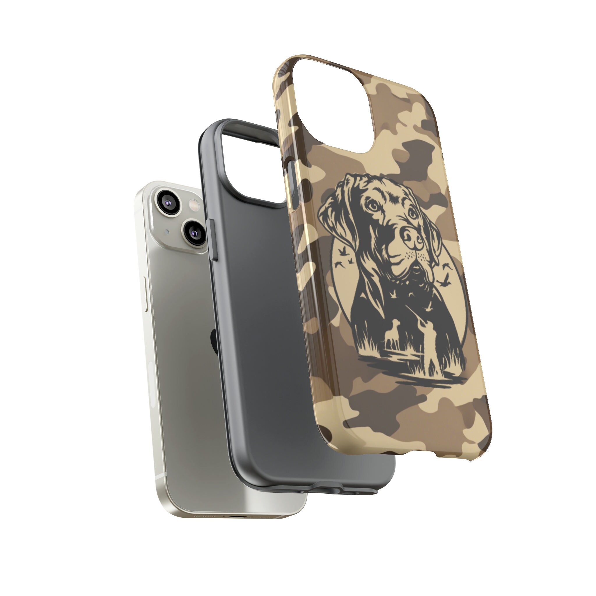 Camo Phone Case, Duck Camo, Hunting Dog, Tough Case, iPhone 15 14 13 ...