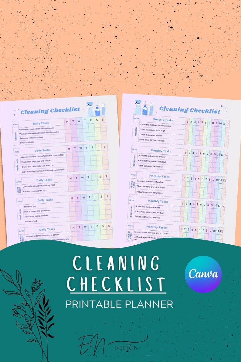 Daily Monthly Cleaning Checklist Planner Android Planner, Goodnotes ...