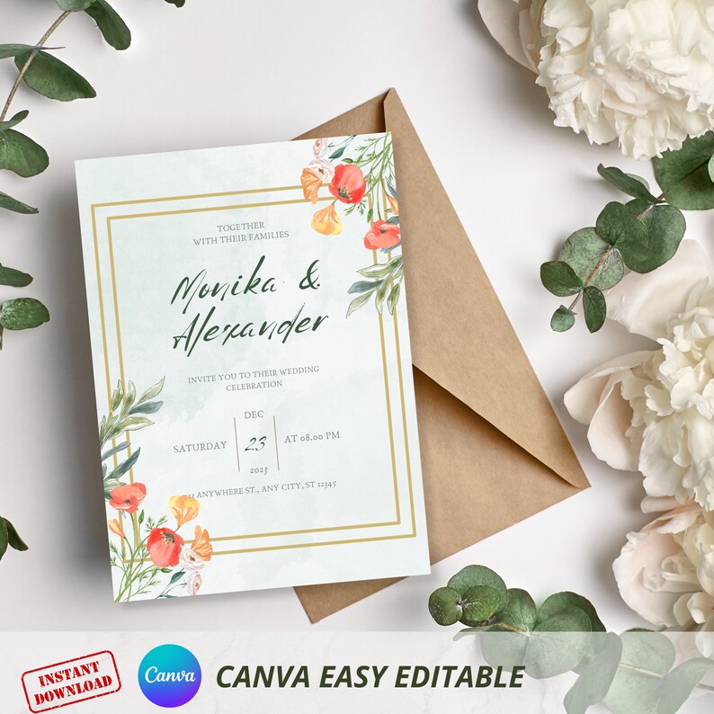 Wedding Invitation Minimal Wedding Invite Modern Invite, Simple ...