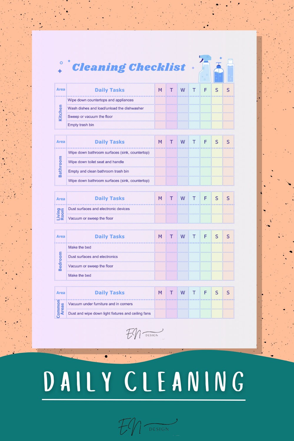 Daily Monthly Cleaning Checklist Planner Android Planner, Goodnotes ...