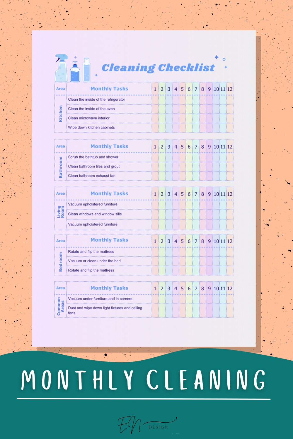 Daily Monthly Cleaning Checklist Planner Android Planner, Goodnotes ...