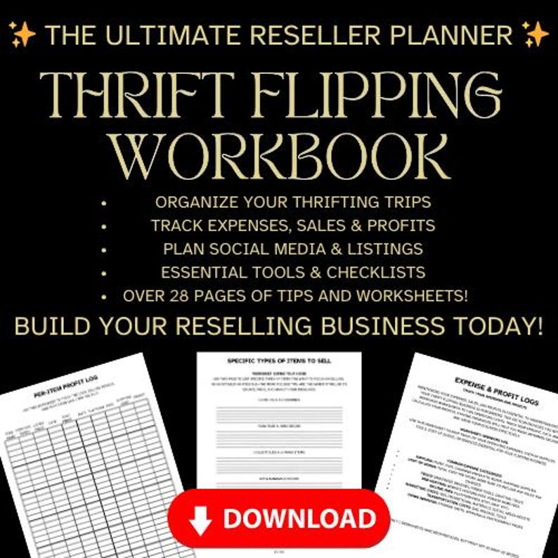 Thrift Flipping Workbook Reseller Planner Vintage Reselling Guide ...