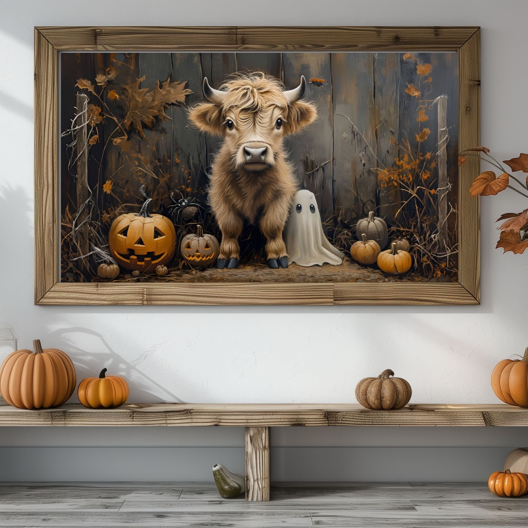 Cute Highland Cow and Ghost Best Friend Art for Samsung Frame TV, Cute ...