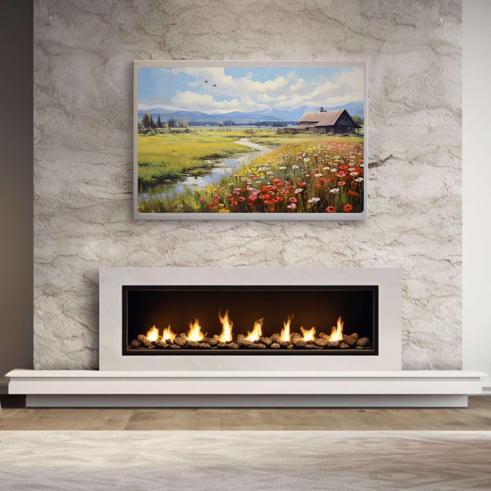 Countryside TV Art, Samsung Frame Tv Art, Rustic Barn Frame Tv Art ...