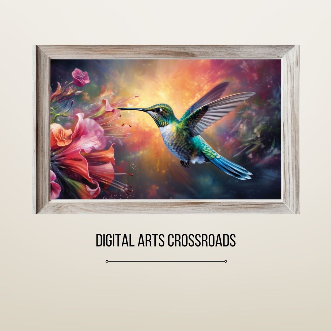 Hummingbird Frame TV Art: Vivid Botanical Wildlife (digital Download ...