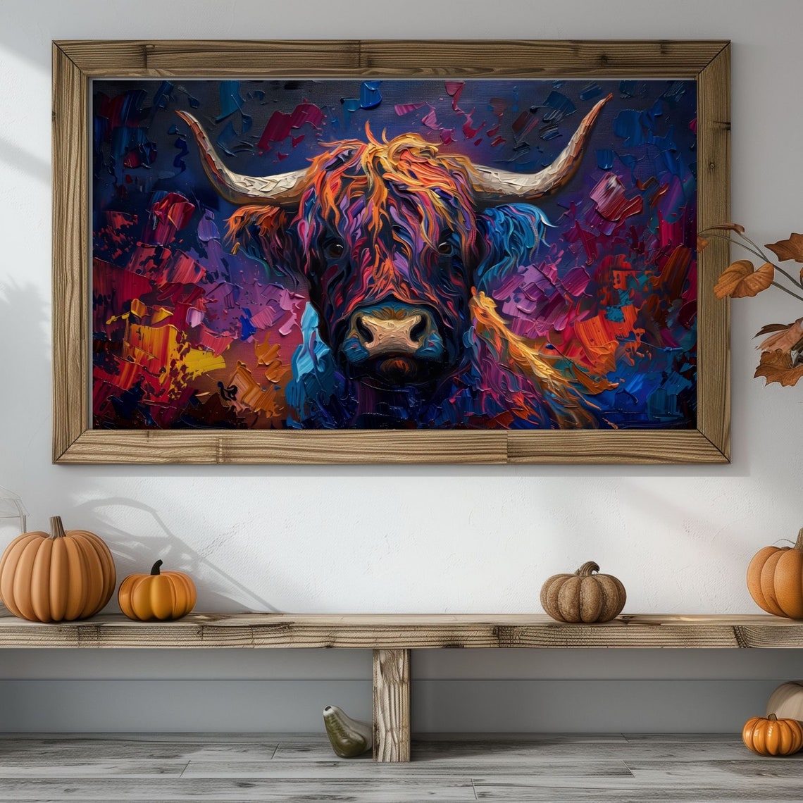 Abstract Highland Cow Art: Colorful Samsung Frame TV Screensaver ...