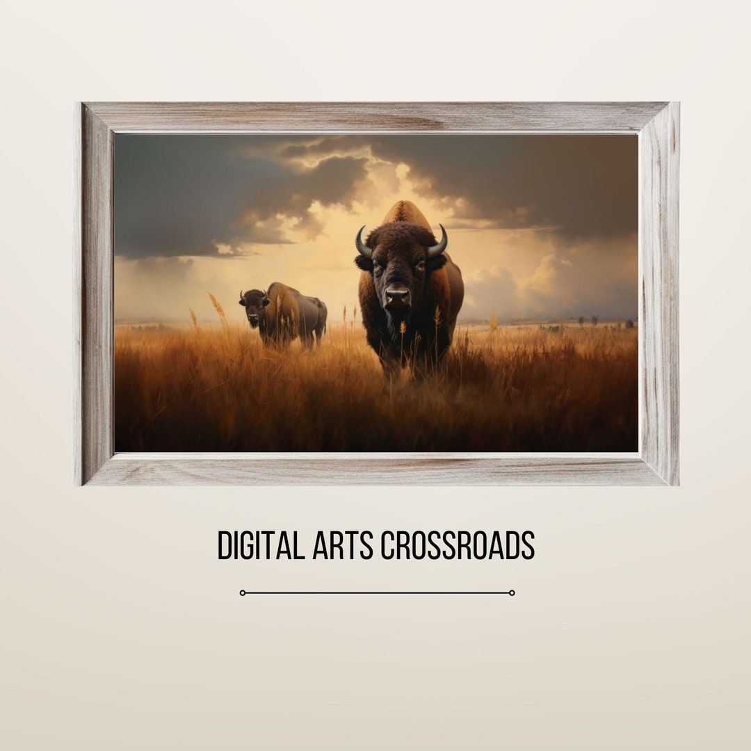 Frame Tv Art Bison on the Great Plains, Samsung Frame Tv Art, American ...