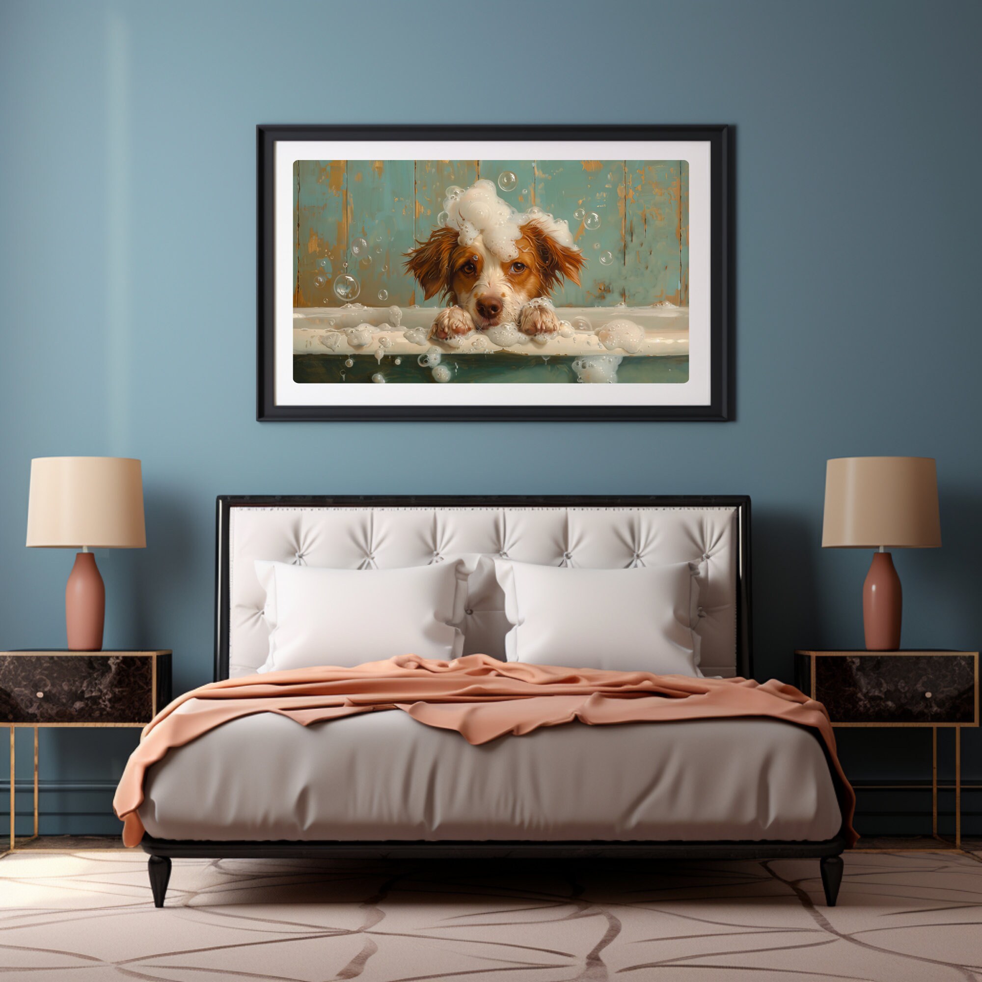 Dog in a Tub Samsung Frame TV Art, Bathtime Fun With a Dog TV Art ...
