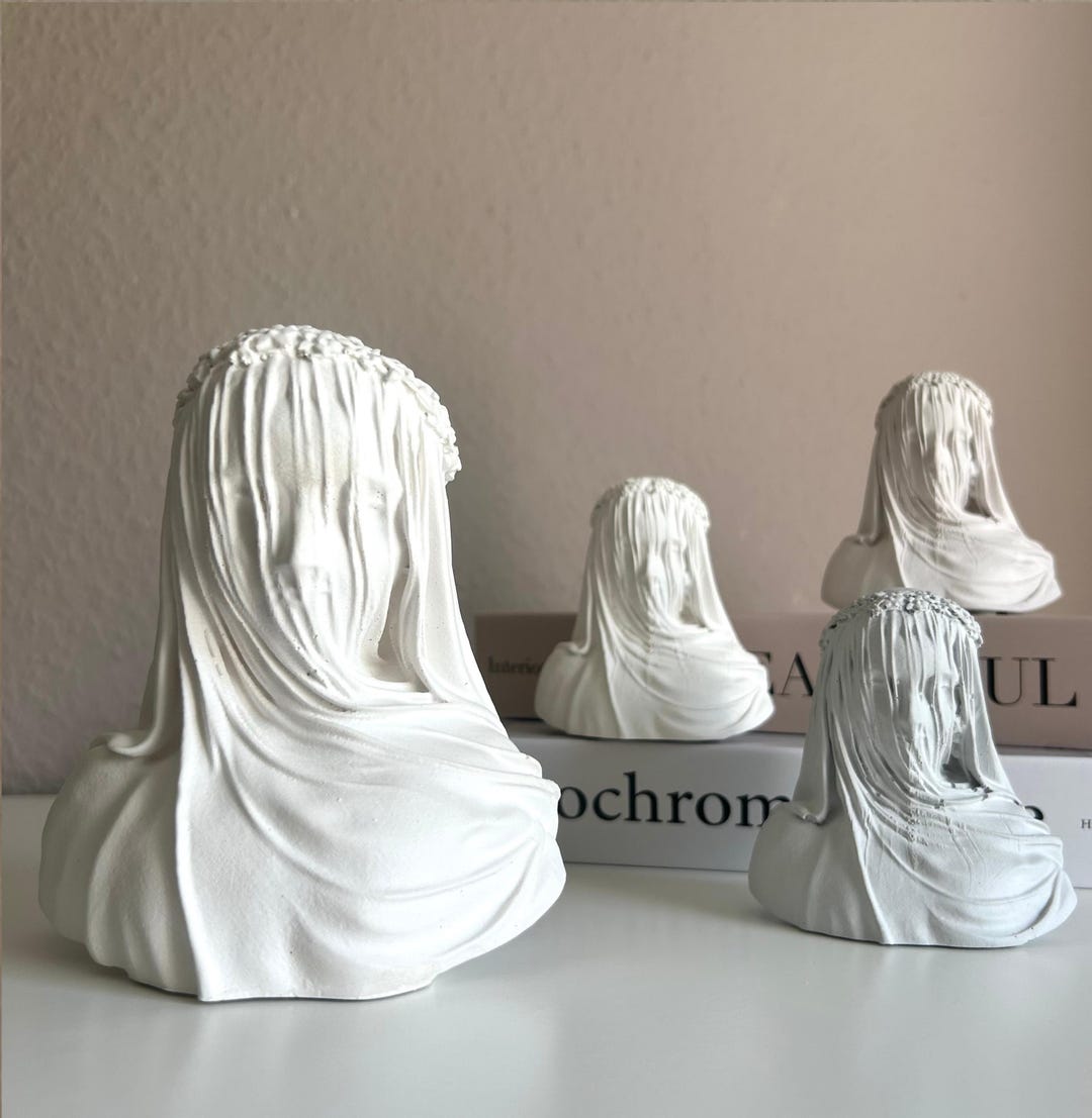 Bust of a Veiled Lady Vestal Virgin Statue Female Figure Decorative ...