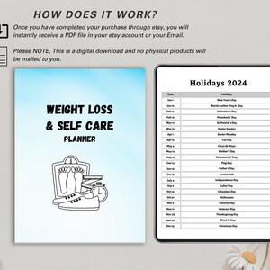 2024 Weight Loss and Self Care Planner, Weight Loss Planner, Weight ...