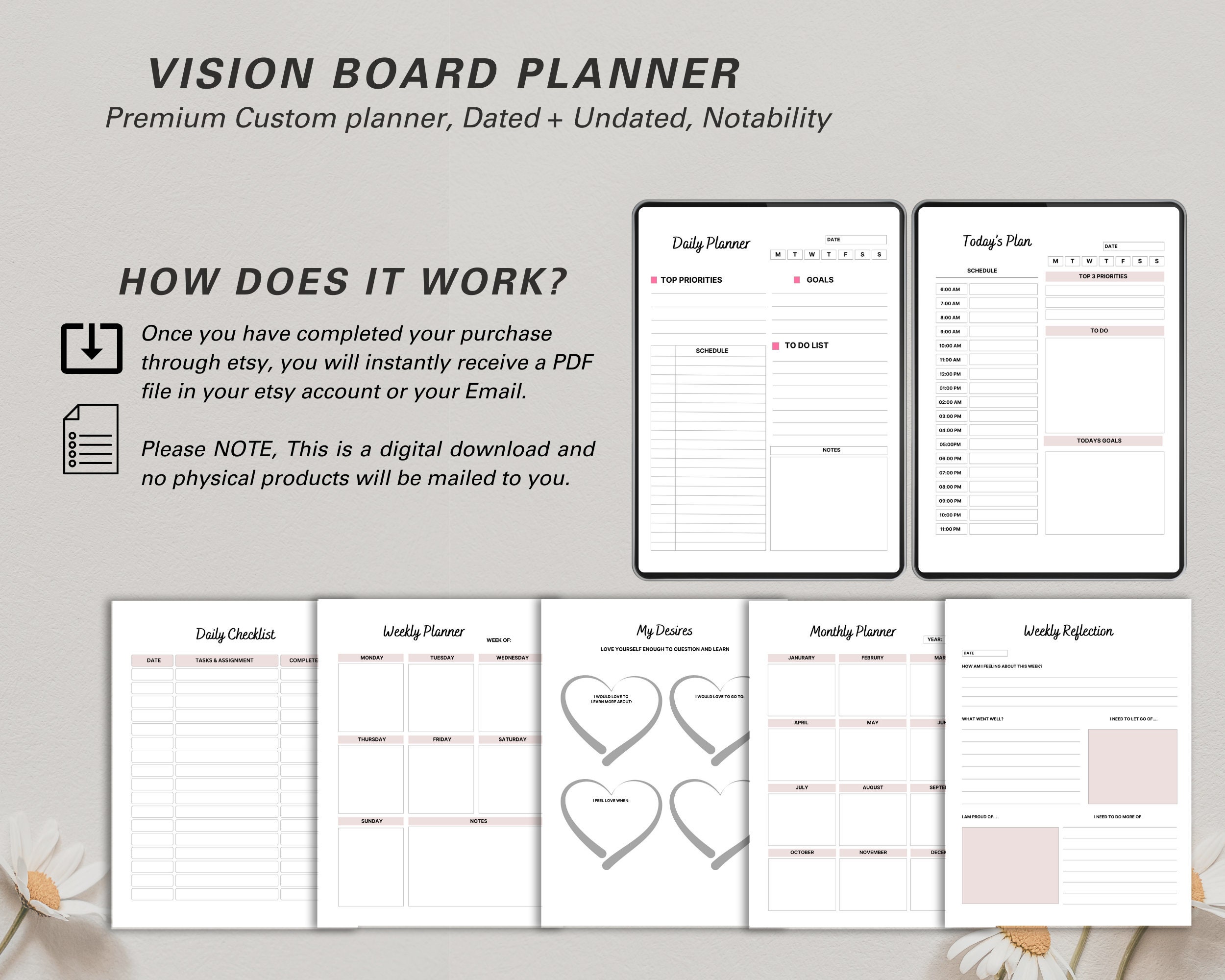 Vision Board Planner, 2024 Vision Board Planner, Vision Board 2024 ...
