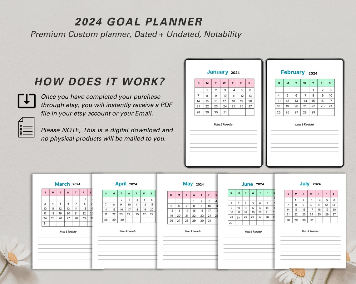 2024 Goal Planner, Personalized Productivity Planner, Digital Organizer ...