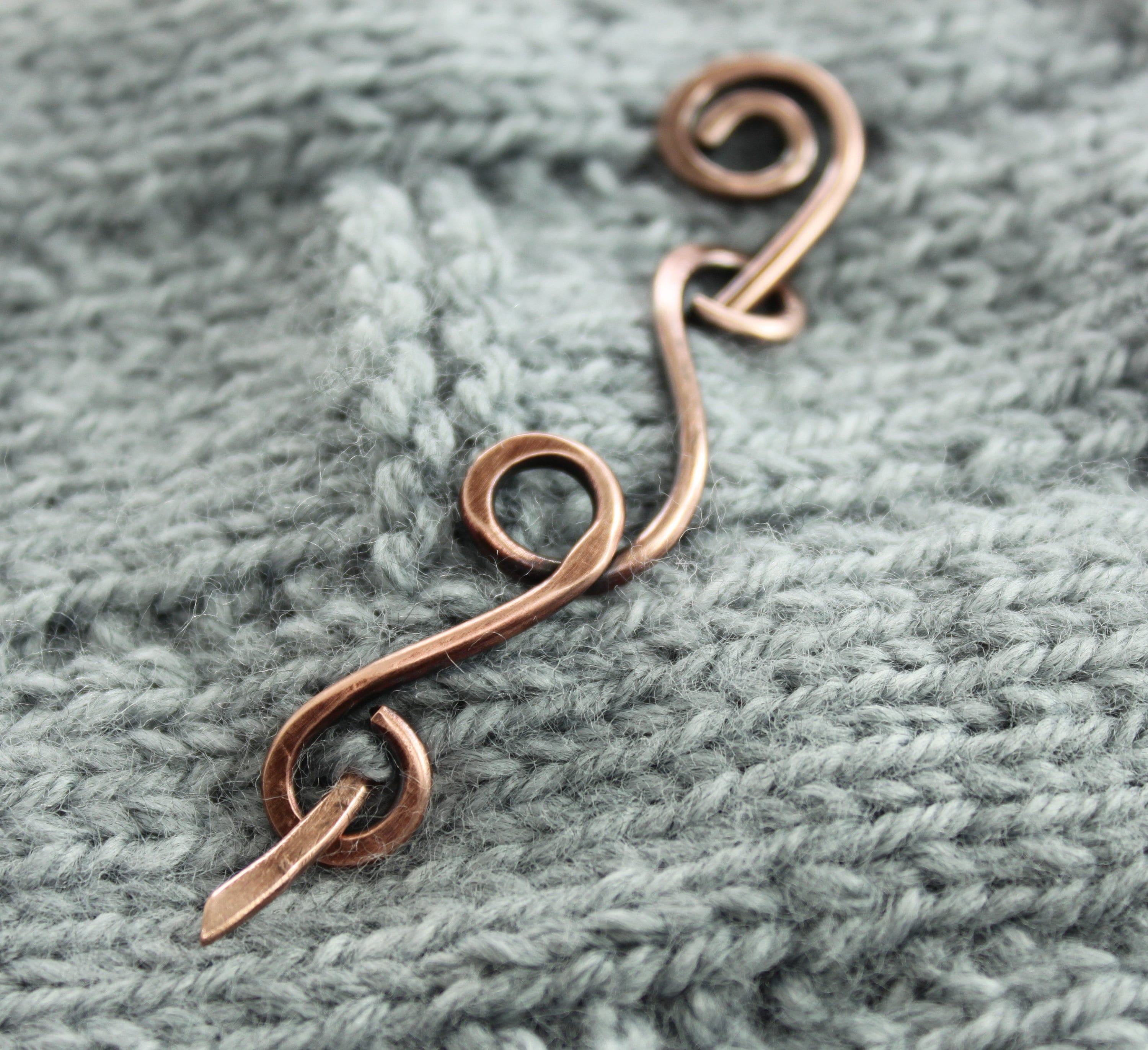 Copper Vine Shawl Pin, Simple Cardigan Clasp, Small Metal Shawl Pin ...