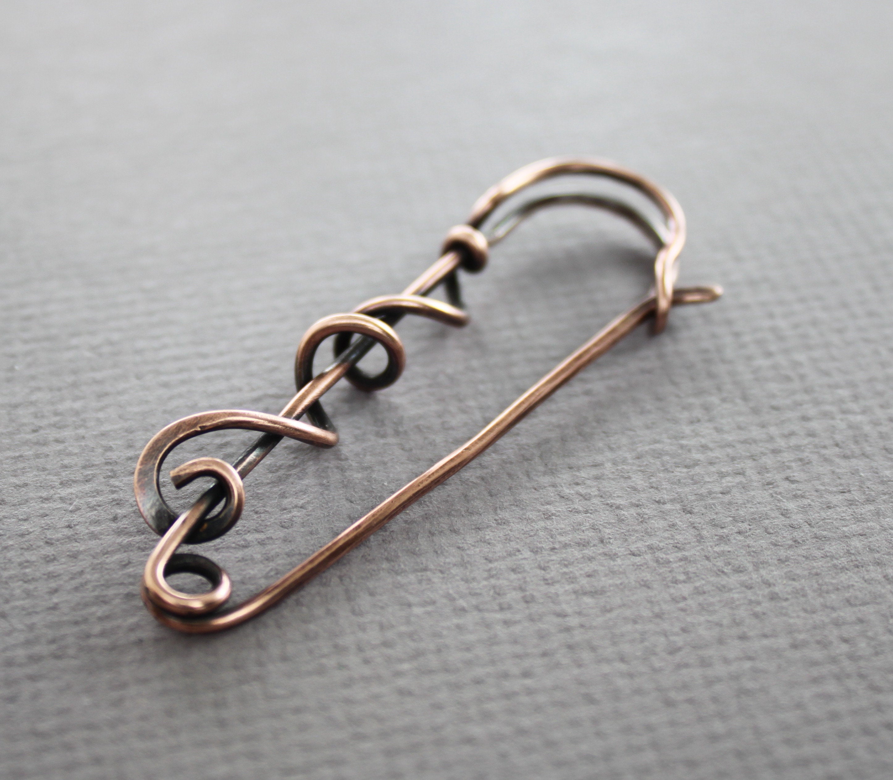 Spiral Safety Shawl Pin, Minimalist Shawl Pin, Copper Shawl Pin, Metal ...