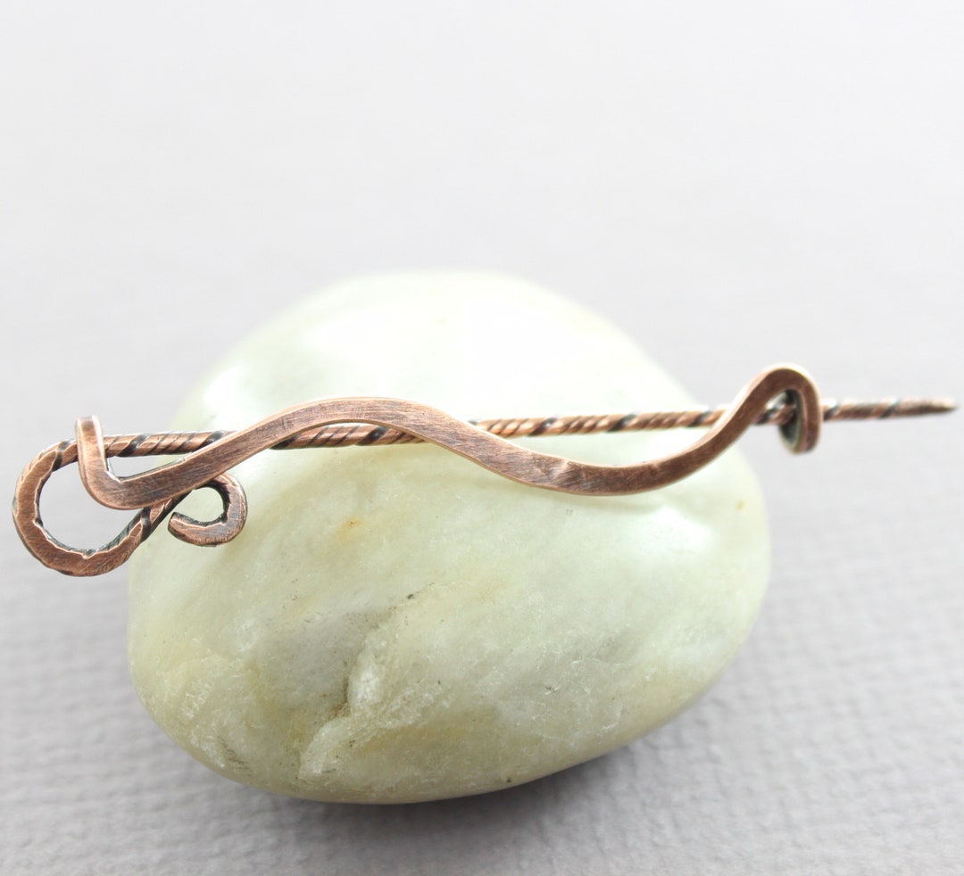 Minimalist Wavy Shawl Pin With Secure Closure, Copper Shawl Pin, Safety ...