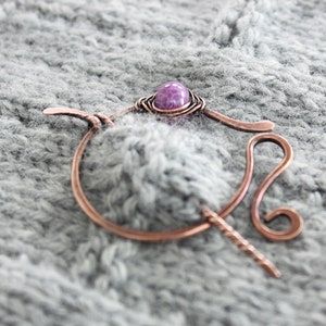 Penannular Metal Shawl Pin With Lavender Lampwork Glass, Lampwork Shawl ...