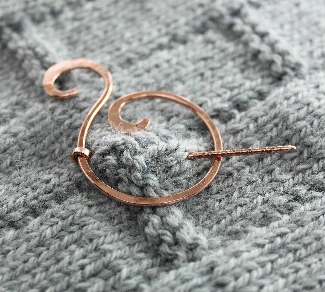 Spiral Penannular Metal Shawl Pin With White Glass Pearl, Pearl Shawl ...