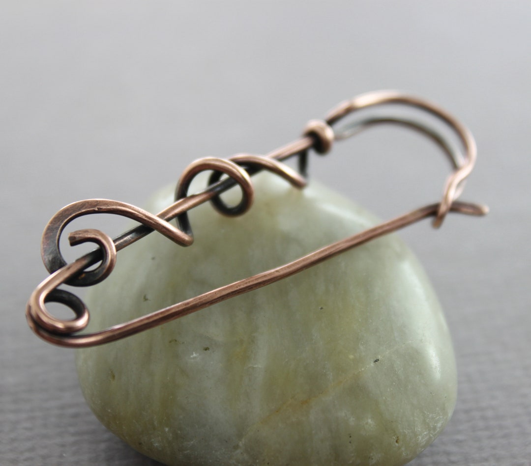 Spiral Safety Shawl Pin, Minimalist Shawl Pin, Copper Shawl Pin, Metal ...