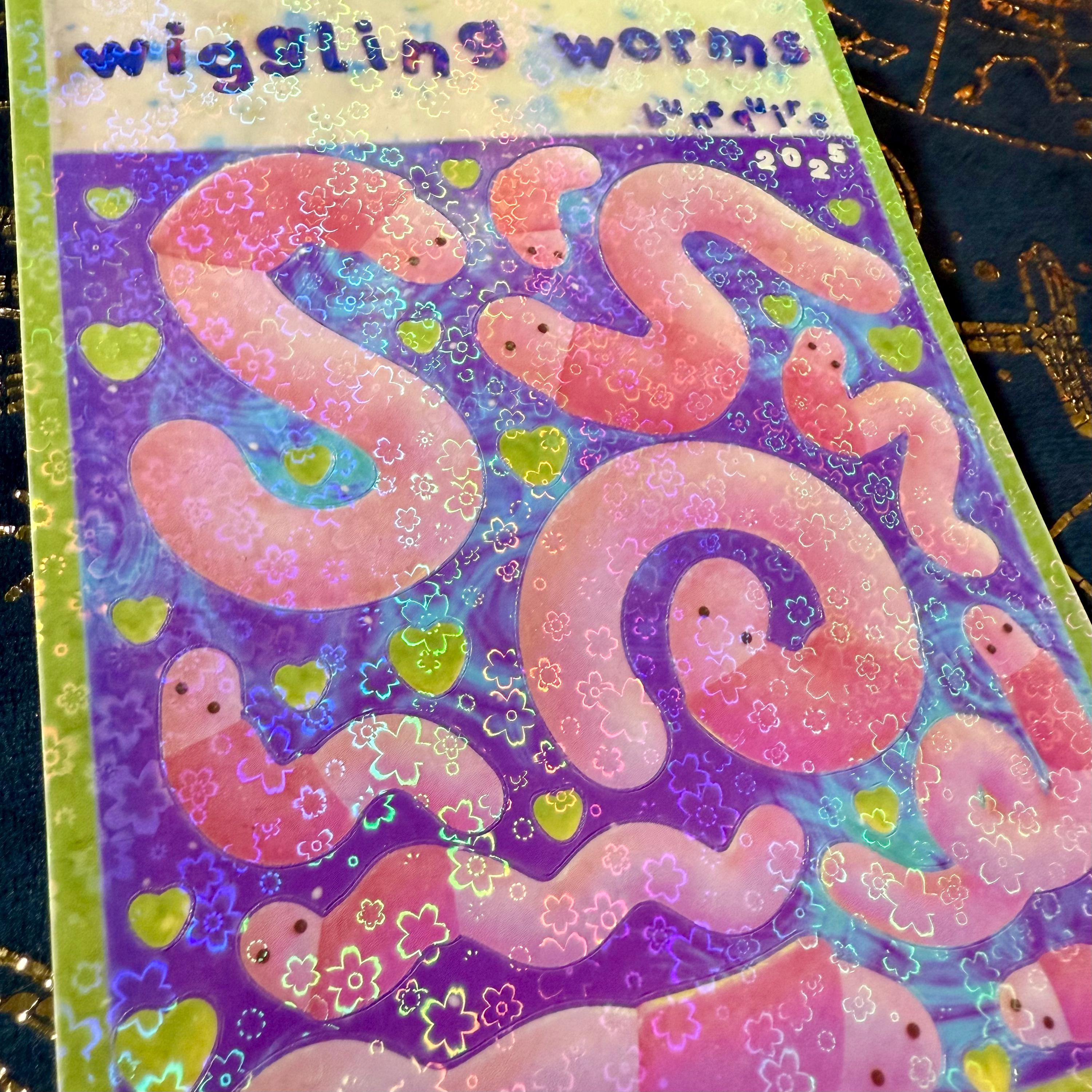 Wiggling Worms Kidcore Flower Sparkle Holographic Sticker Sheet - Etsy
