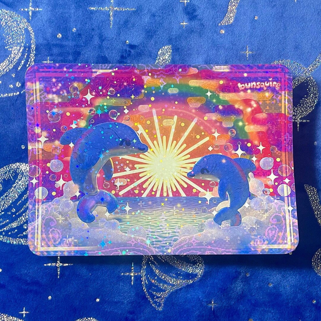 Part of Your Symphony Dolphin Kidcore Sparkle Holographic Print - Etsy