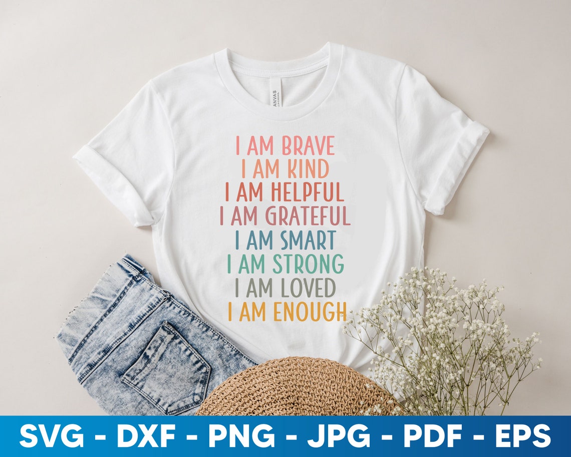 Affirmations for Kids, Classroom Svg, Motivational Quotes, I Am Kind I ...