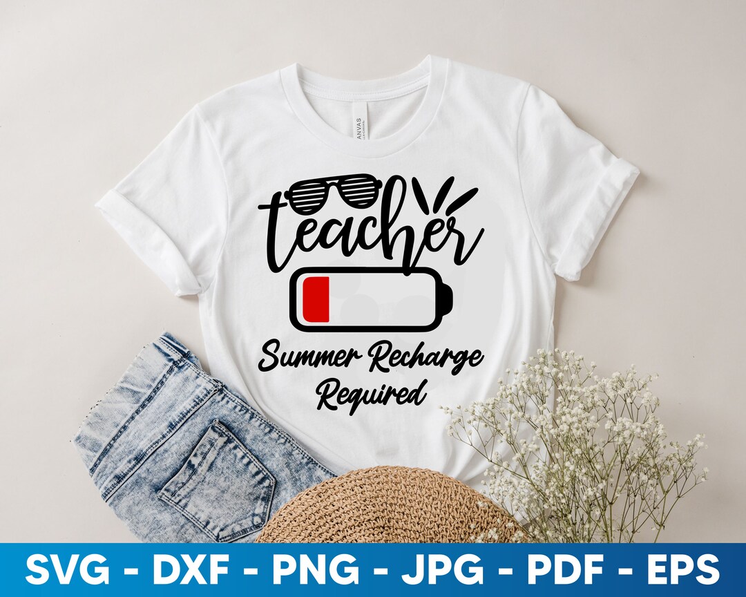 Teacher Summer Recharge Required SVG, Teacher SVG, Funny Teacher Png, Summer Vacation Png ...