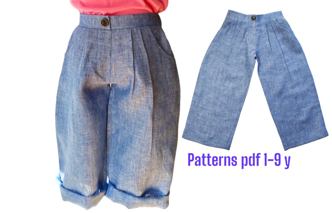 Unisex Trouser Sewing Pattern Girl's Stylish Pants Sizes 1-9 Years DIY ...