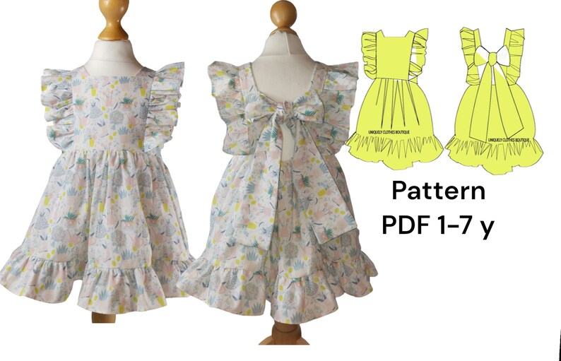 Adorable Girls Dress PDF Sewing Pattern - Sizes 1-7 Years, Dress Pdf ...