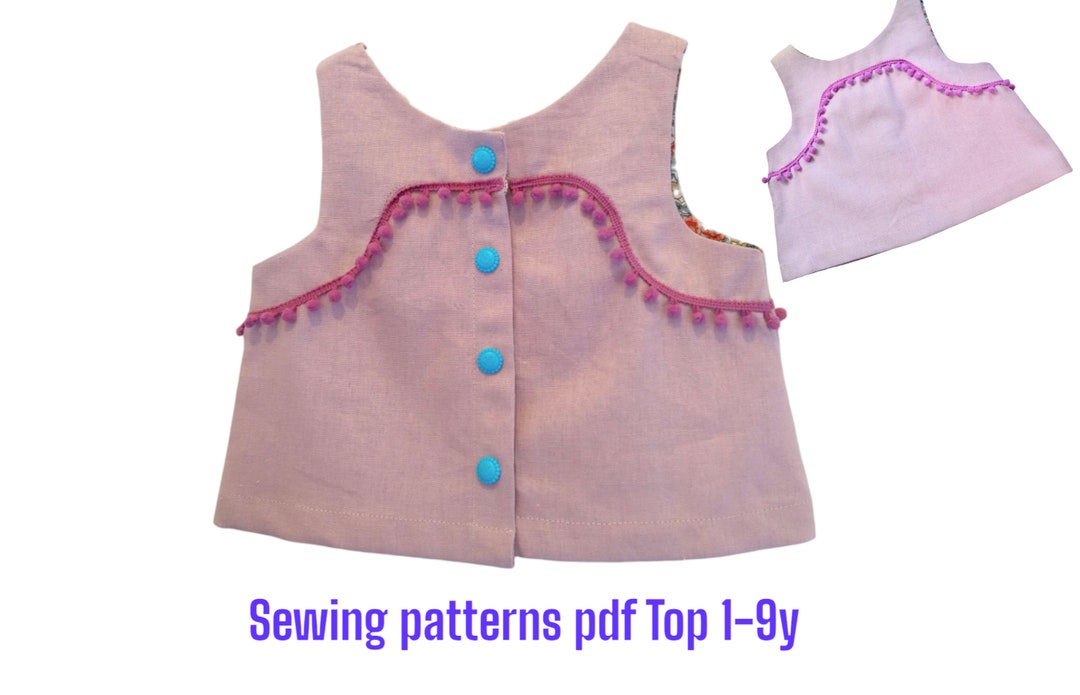 Girls Top PDF Sewing Pattern Sizes 1-9 Y, Cute Top PDF Pattern, Easy ...