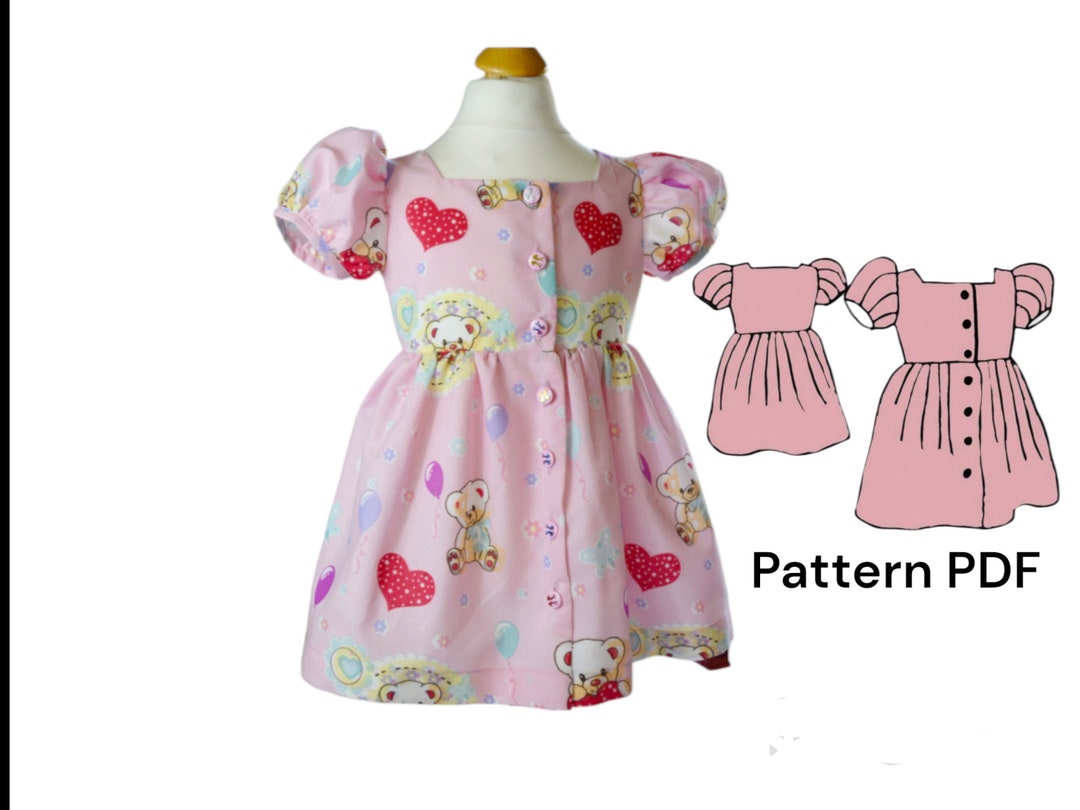 Adorable Girls Dress PDF Sewing Pattern - Sizes 1-7 Years, Dress Pdf ...