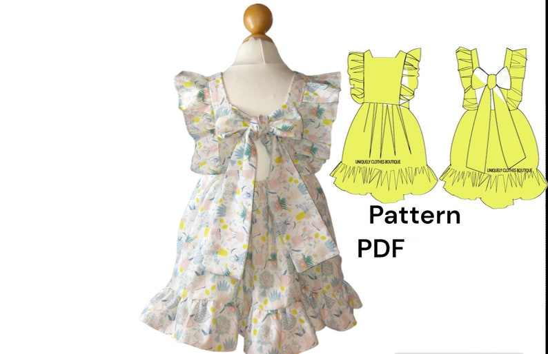 Adorable Girls Dress PDF Sewing Pattern - Sizes 1-7 Years, Dress Pdf ...