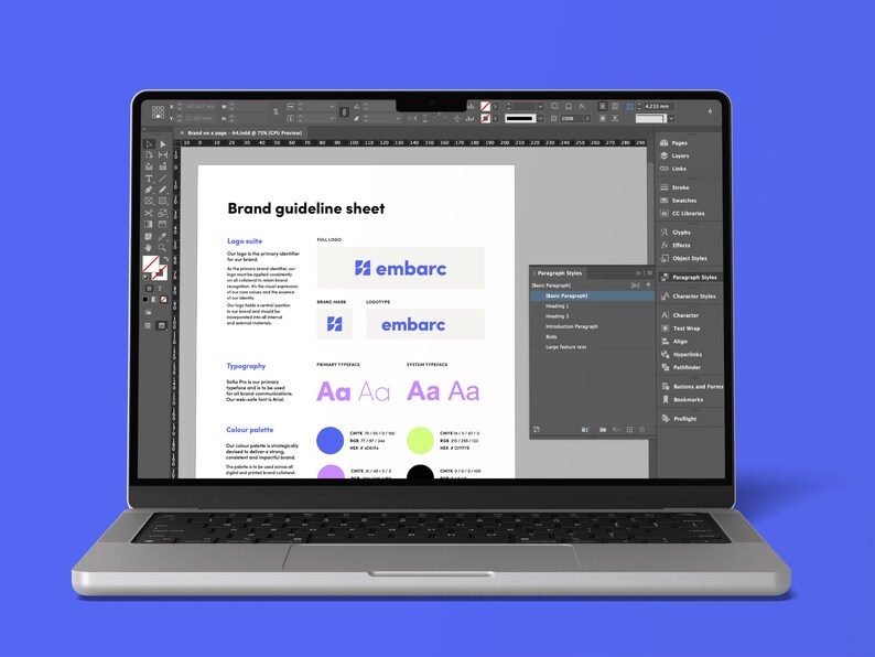 Bright Style Guide, One Page Brand Guideline Template for Creators ...