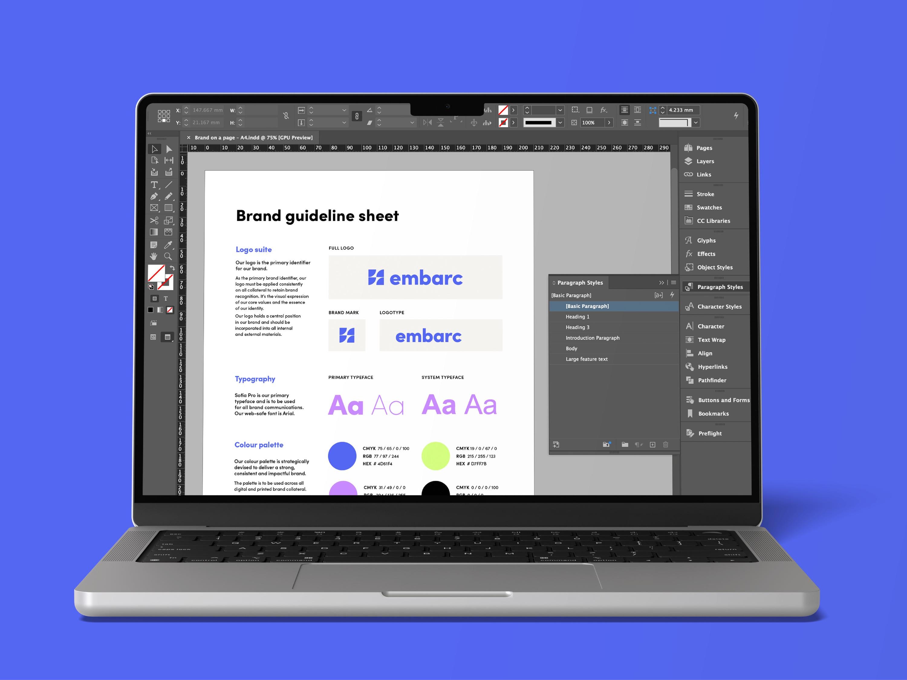 Bright Style Guide, One Page Brand Guideline Template for Creators ...