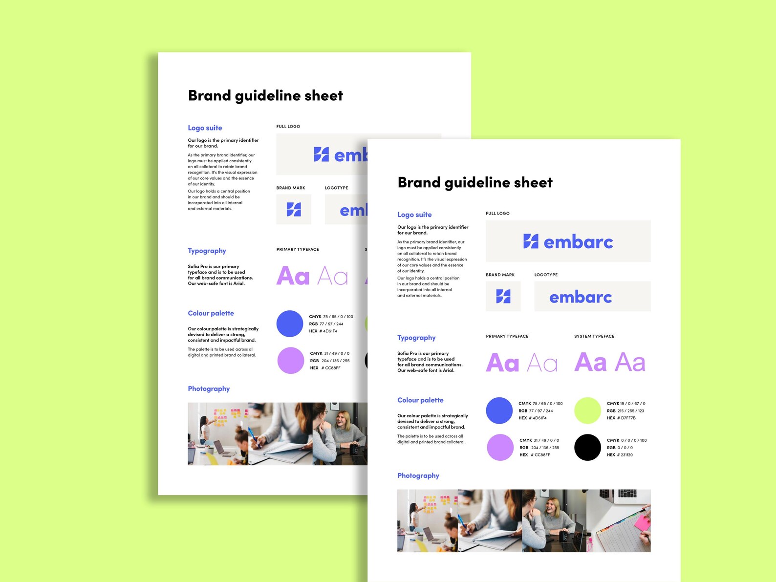Bright Style Guide, One Page Brand Guideline Template for Creators ...