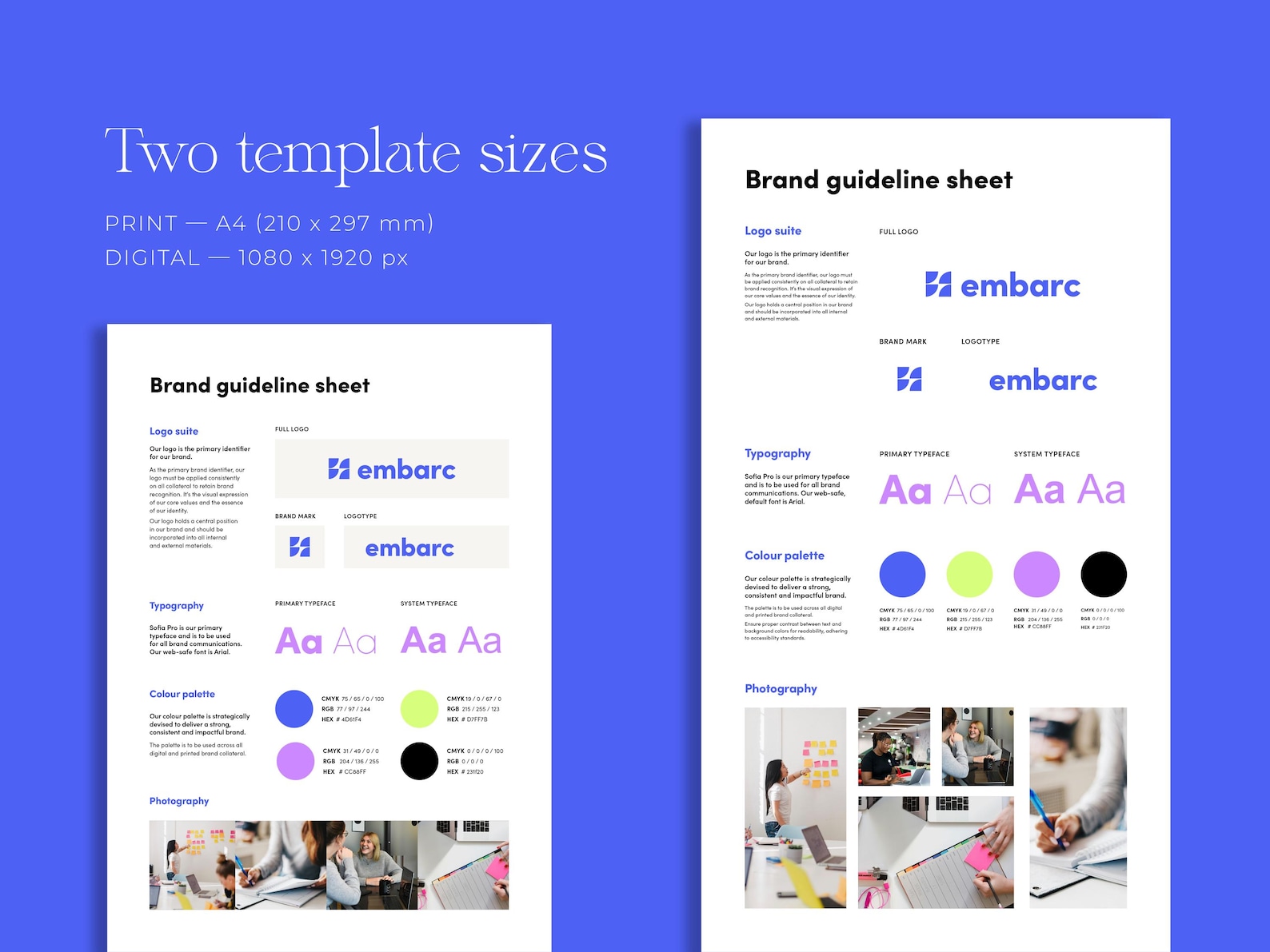 Bright Style Guide, One Page Brand Guideline Template for Creators ...