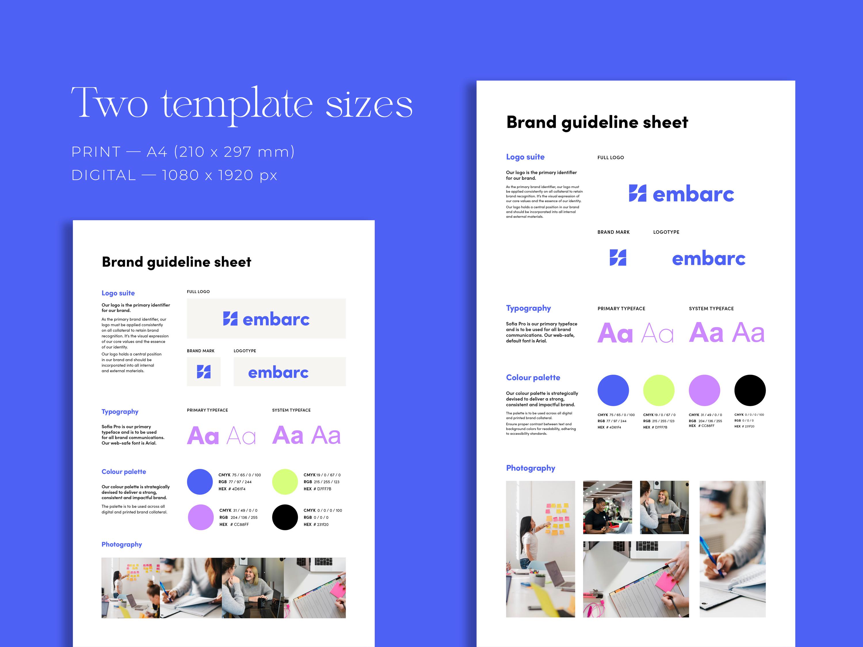 Bright Style Guide, One Page Brand Guideline Template for Creators ...