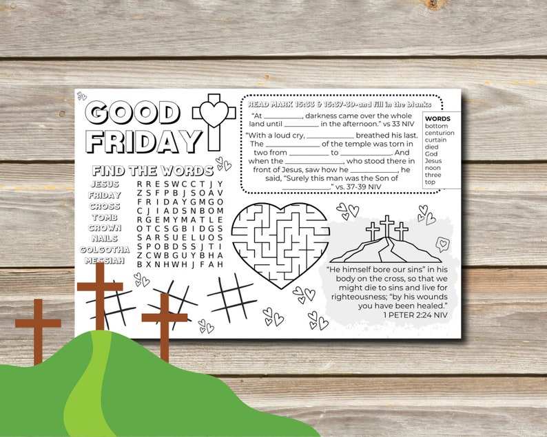 GOOD FRIDAY Activity Placemat for Kids Ministry - Etsy